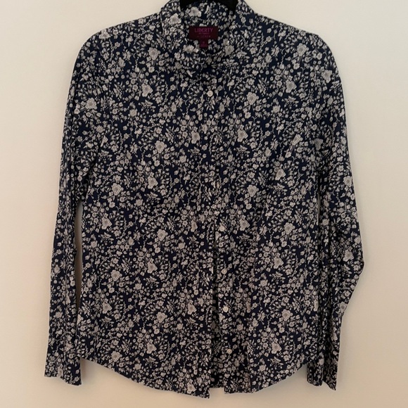 J. Crew | Tops | J Crew Liberty Print Navy Blue Floral Blouse | Poshmark